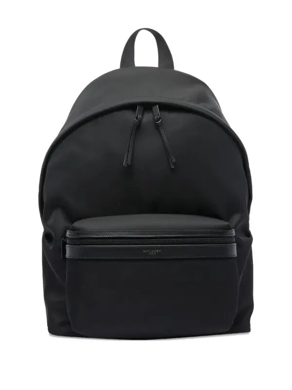 Saint Laurent City Backpack In Econyl®, Smooth Leather, And Nylon - Black