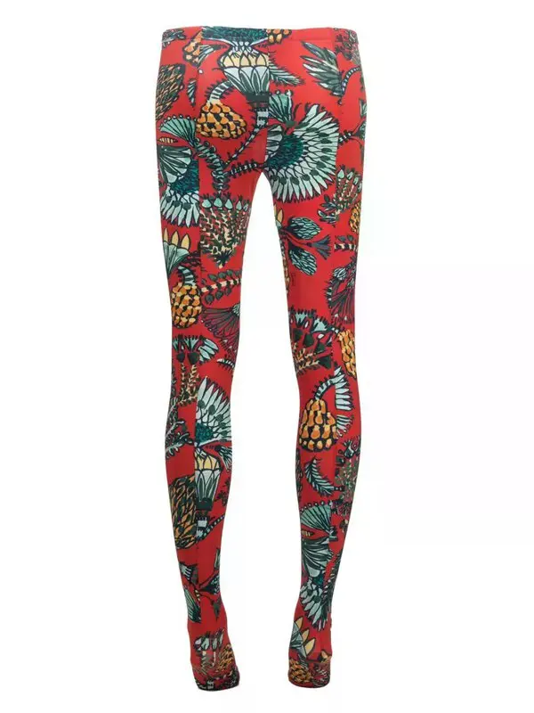 La DoubleJ Mid-waist Leaf-print Tights