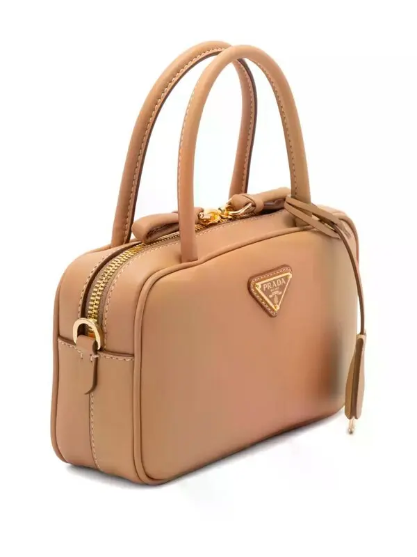 Prada Triangle Logo Bauletto Tote Bag