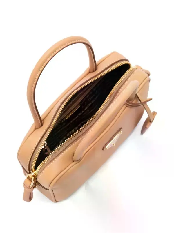 Prada Triangle Logo Bauletto Tote Bag