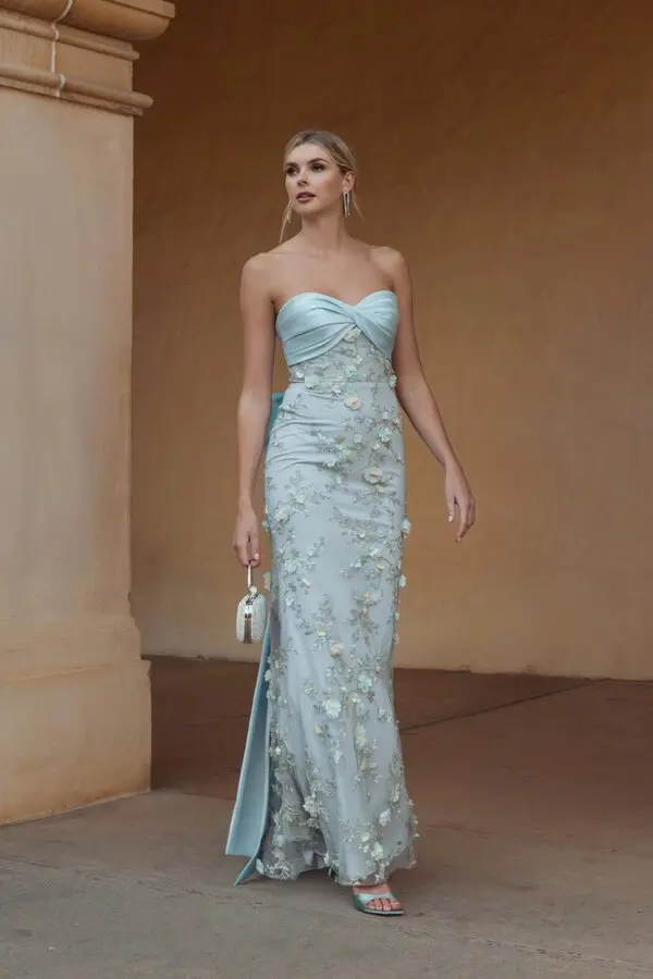 Mac Duggal Strapless Sweetheart Embellished Gown With Statement Bow