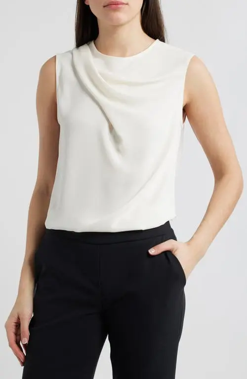 Anne Klein Asymmetric Sleeveless Cowl Neck Top