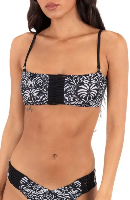Hurley Ikat Palm Bandeau Bikini Top - Black/coconut
