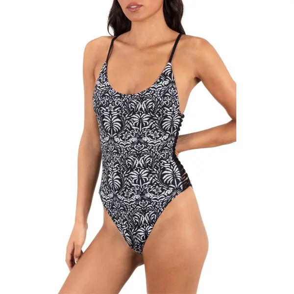 Hurley Ikat Palm One-piece Swimsuit - Black/coconut
