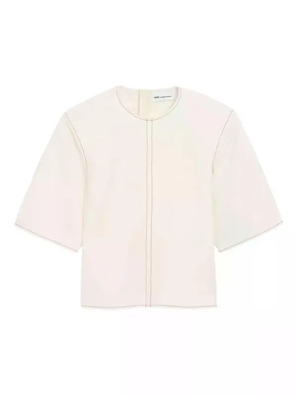 AMI Paris Cotton Gabardine Top With Contrasted Topstitches