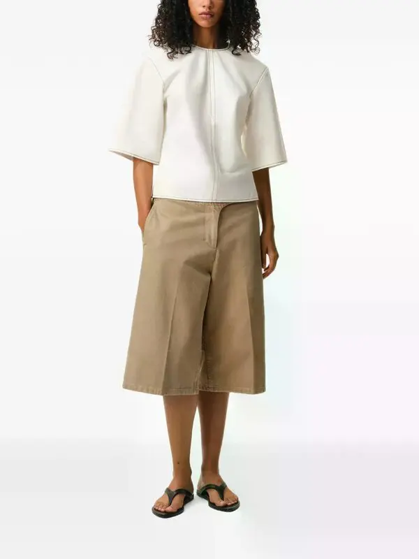 AMI Paris Cotton Gabardine Top With Contrasted Topstitches