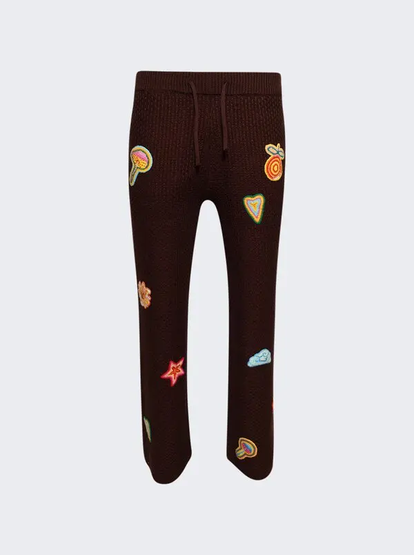 Casablanca Crochet Patch Trousers - Brown