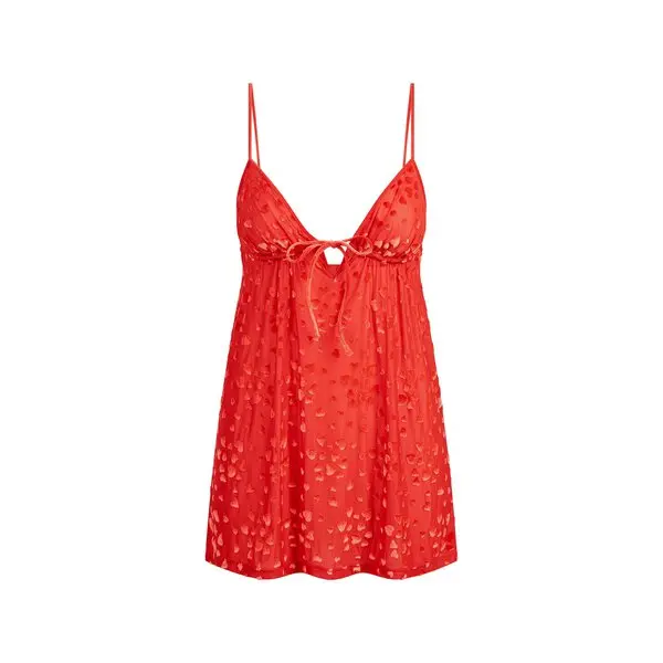 SKIMS Sheer Velvet Mini Dress - Ruby