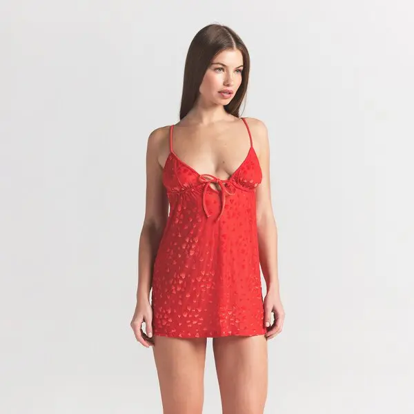 SKIMS Sheer Velvet Mini Dress - Ruby