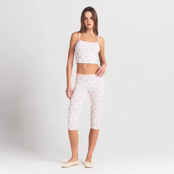 SKIMS Capri Pointelle Knit - Snow Lace Hearts