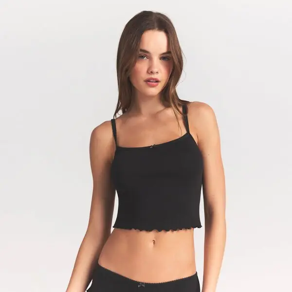 SKIMS Logo Pointelle Cami Sleep Set - Soot