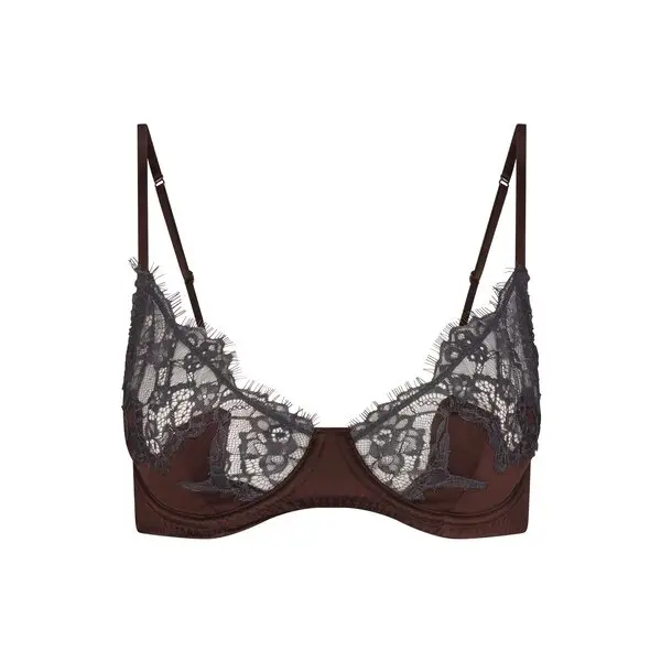 SKIMS Silk Lace Unlined Demi Bra - Espresso Contrast