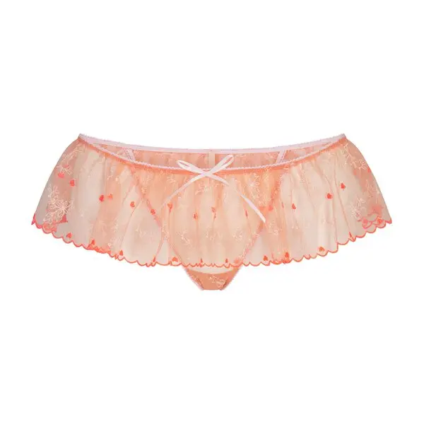SKIMS Embroidered Tulle Skirt Bikini - Guava Heart Tulle