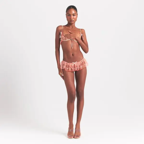 SKIMS Skimpy Bra | Pink | | Embroidered Tulle - Guava Heart Tulle