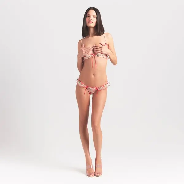 SKIMS Skimpy Bra | Pink | | Embroidered Tulle - Primrose Cherry Tulle