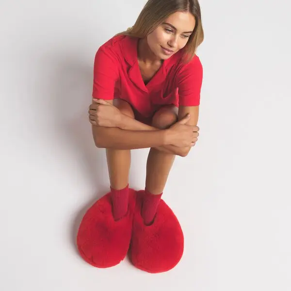 SKIMS Faux Fur Heart Slipper