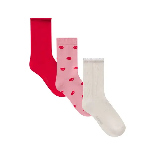 SKIMS Valentines Sock 3-pack - Halite Lips Print Multi