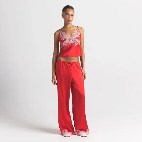 SKIMS Silk Lace Straight Leg Pant - Ruby Contrast