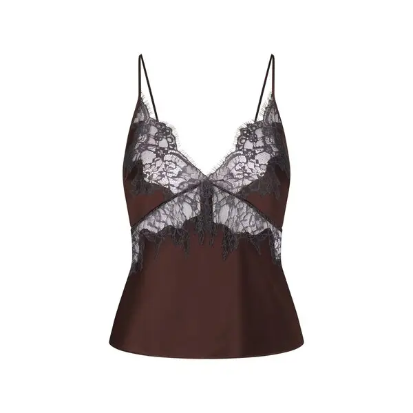 SKIMS Silk Lace Cami - Espresso Contrast