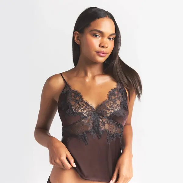 SKIMS Silk Lace Cami - Espresso Contrast