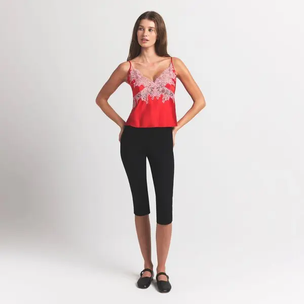 SKIMS Lace Cami Top | Red | | Silk - Ruby Contrast