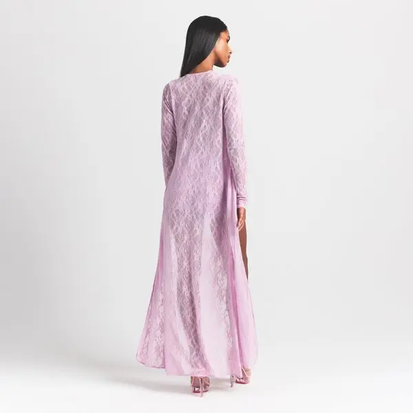 SKIMS Stretch Lace Long Robe - Baby Pink