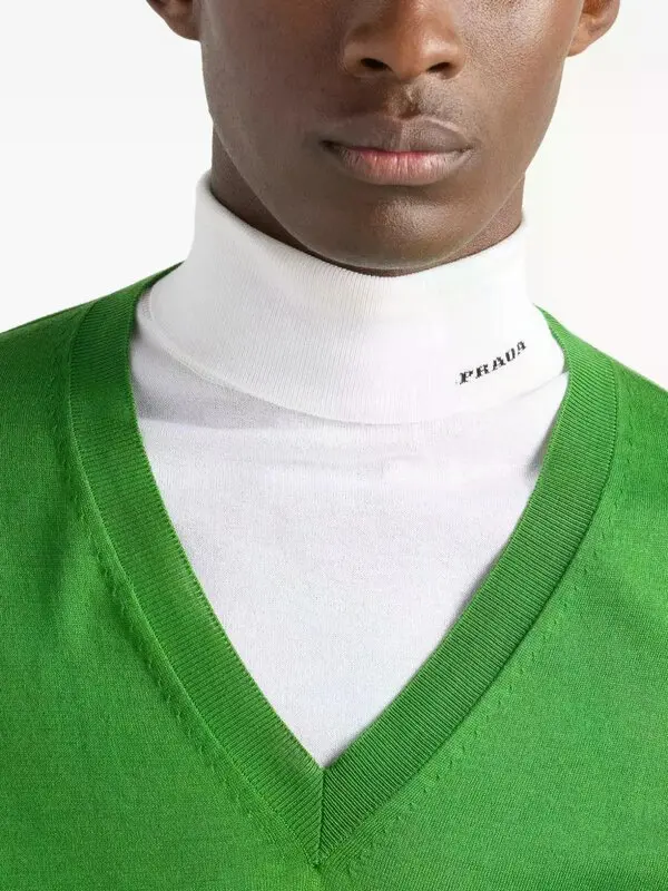 Prada V-neck Ribbed Sweater