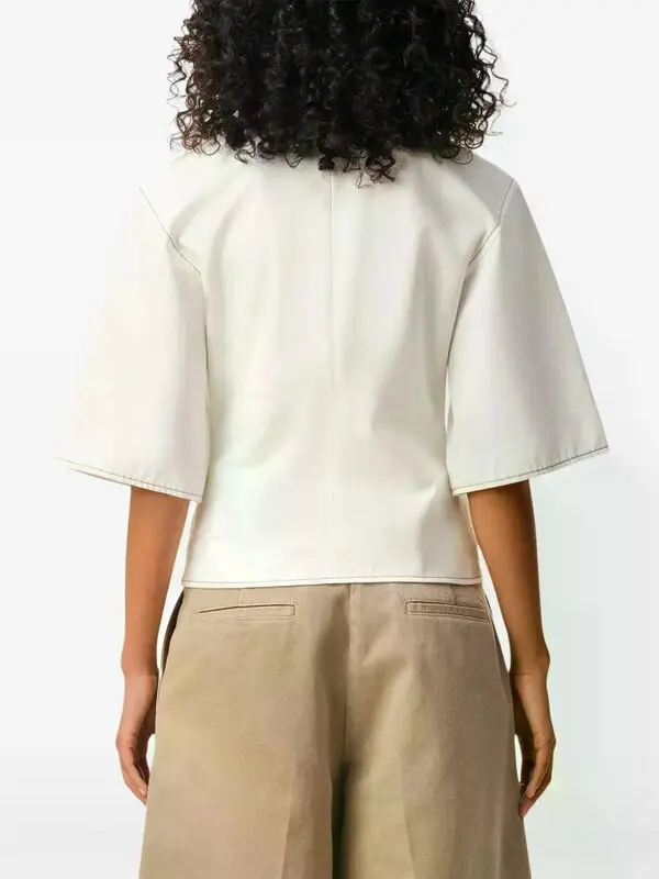 AMI Paris Cotton Gabardine Top With Contrast Stitching