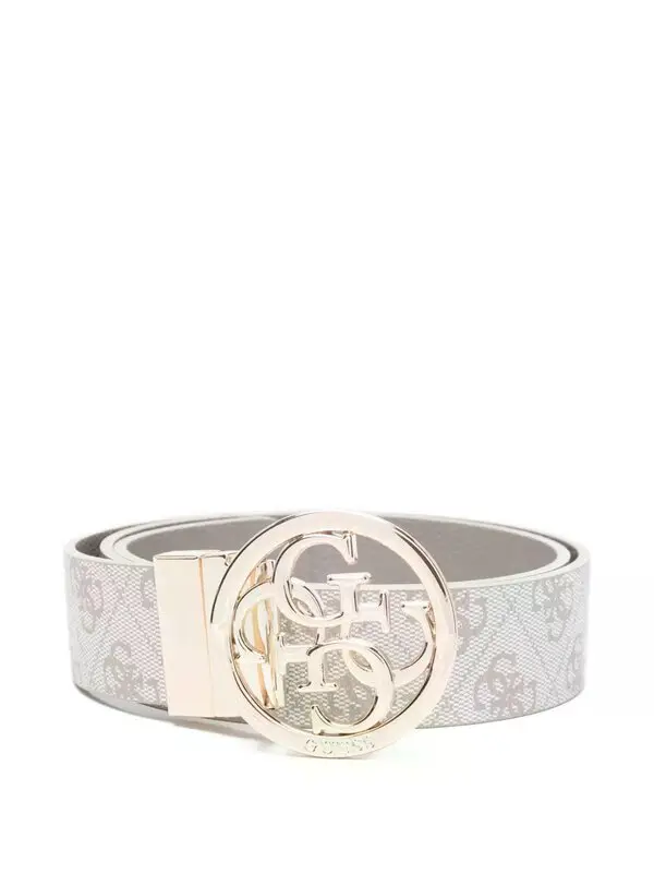 Guess Logo-buckle Patterned Belt - Grey