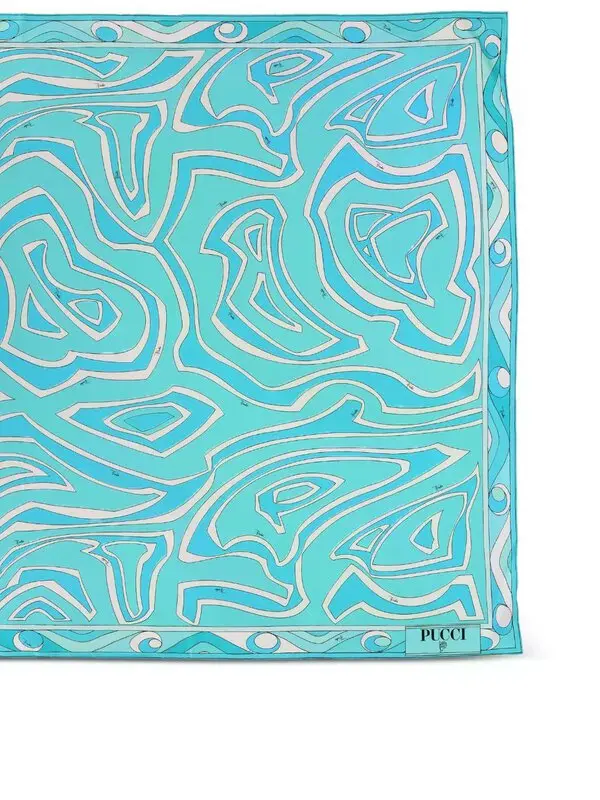 Emilio Pucci Abstract Pattern Silk Scarf - Blue
