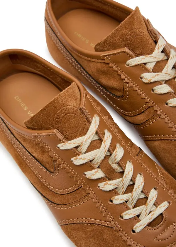 Dries Van Noten Panelled Leather And Suede Sneakers