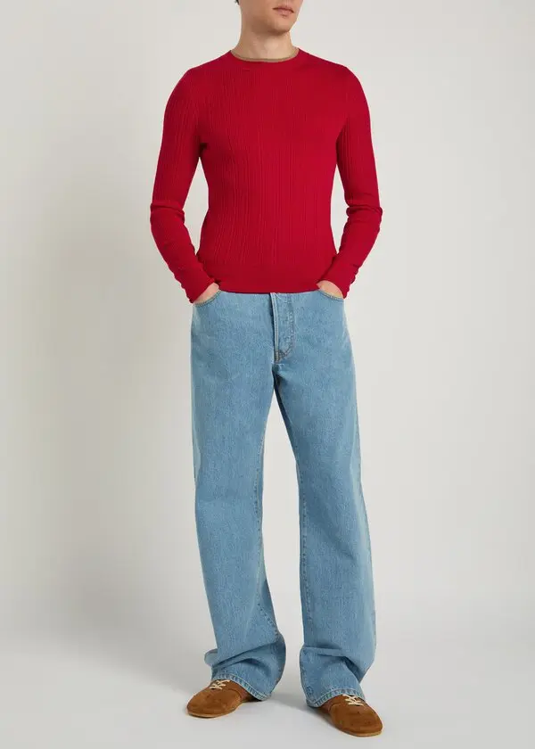 Dries Van Noten Motif Layered Round-neck Ribbed Wool Jumper