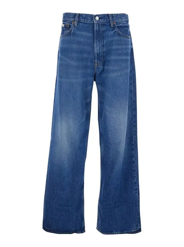 Calvin Klein Jeans With Wide Leg And Logo Patch On The Rear In Denim - Blue