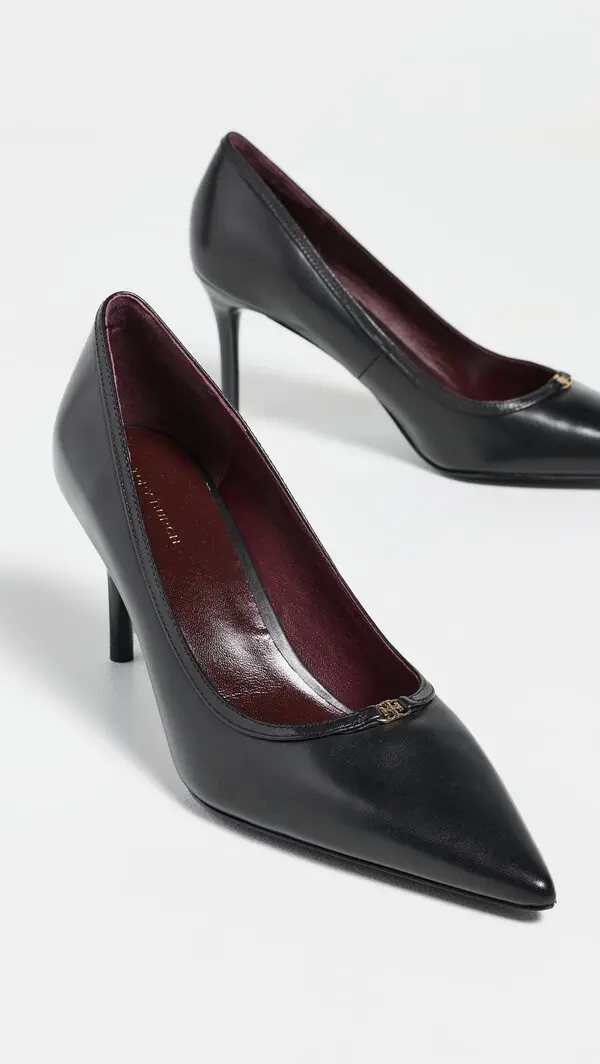 Tory Burch Double T Buckle Pumps - Perfect Black / Perfect Black
