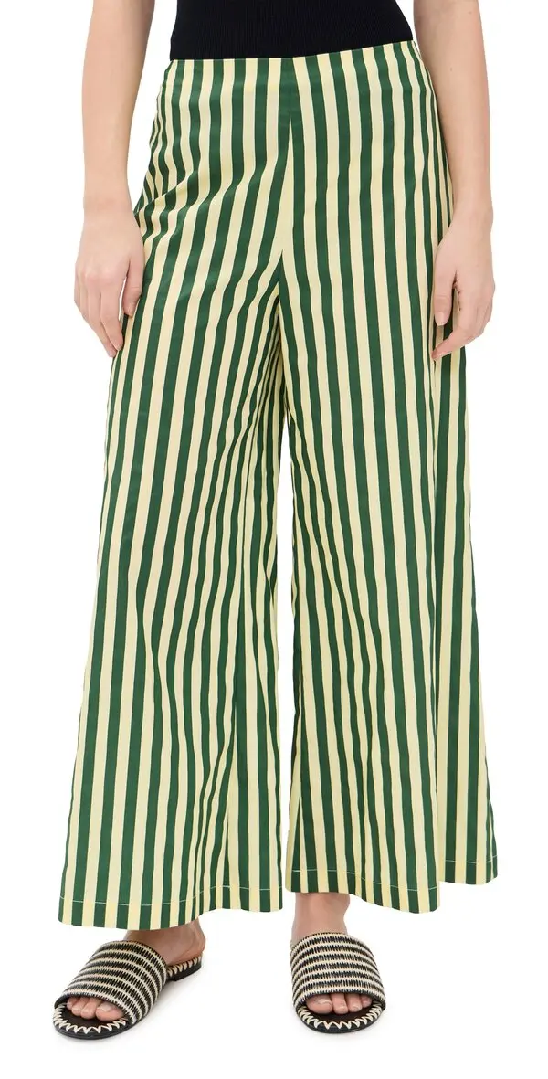 SIMONMILLER Toni Poplin Pants - Gummy Green/ecru