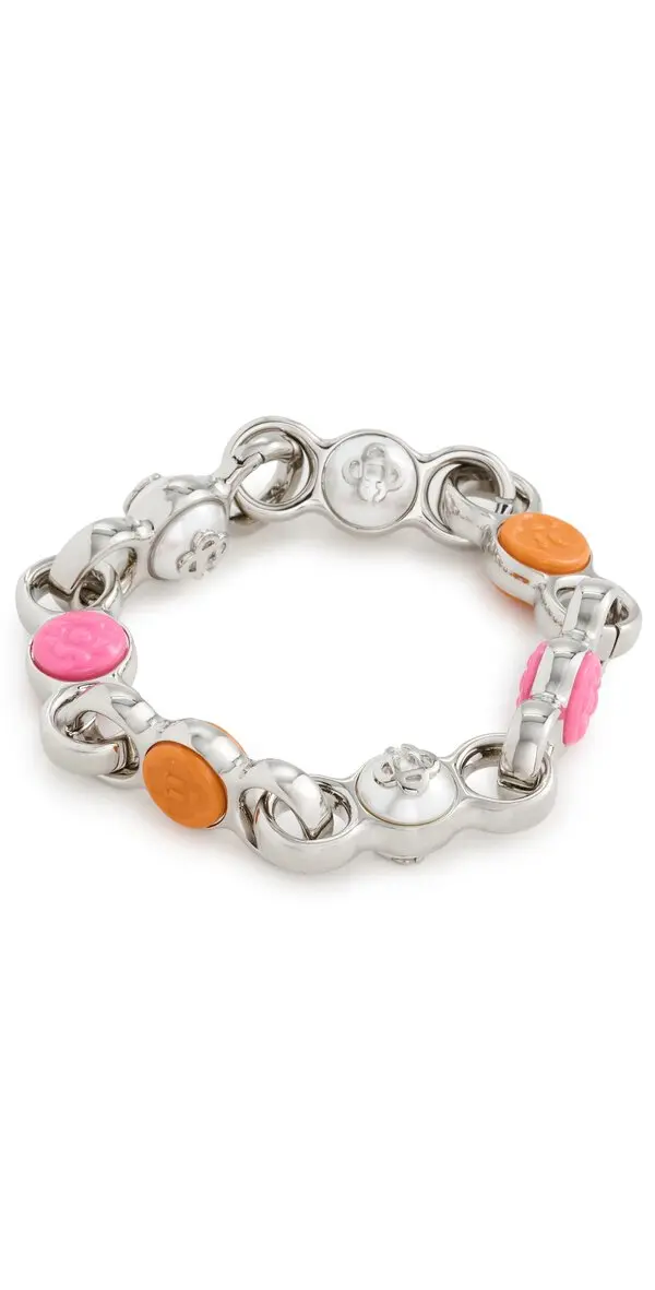 Casablanca Link Chain Bracelet - Silver/orange/pink