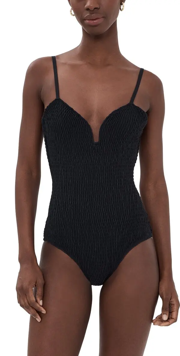 Ulla Johnson Biarritz Smocked One Piece - Noir