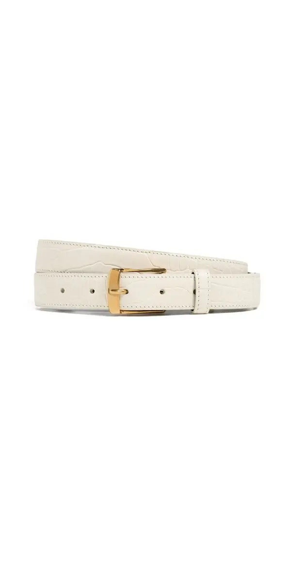 NILI LOTAN Dana Snake-embossed Belt - Ivory W/ Gold Buckle
