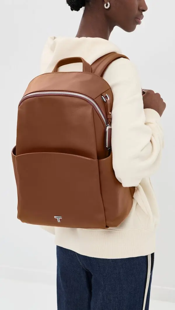 Tumi Leather Laptop Backpack - Sienna