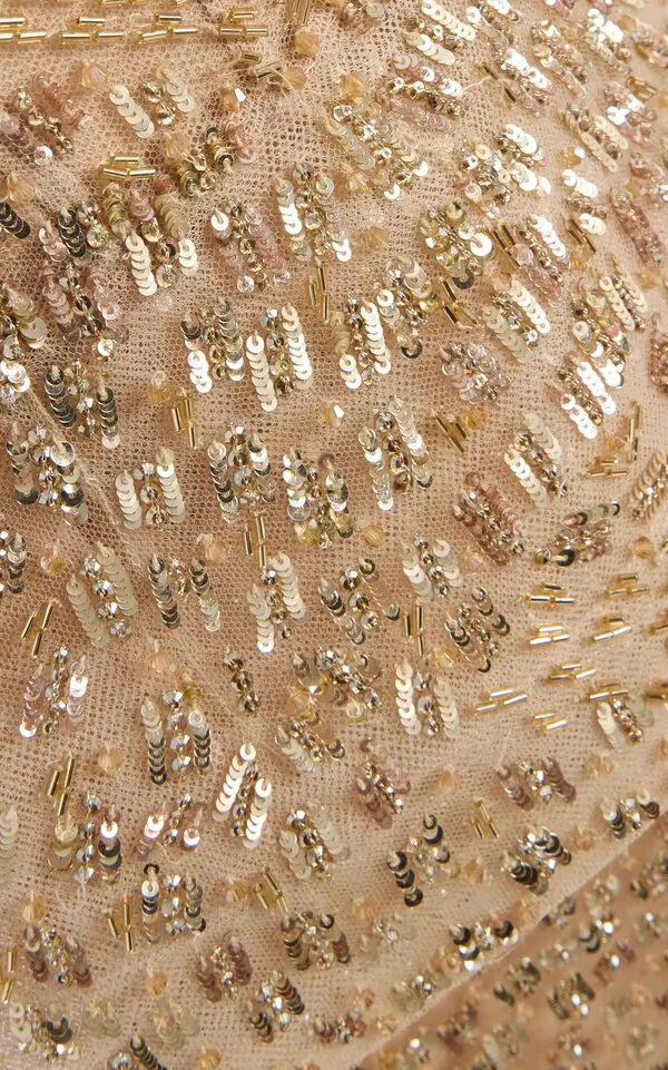 Monique Lhuillier Strapless Embellished Peplum Gown