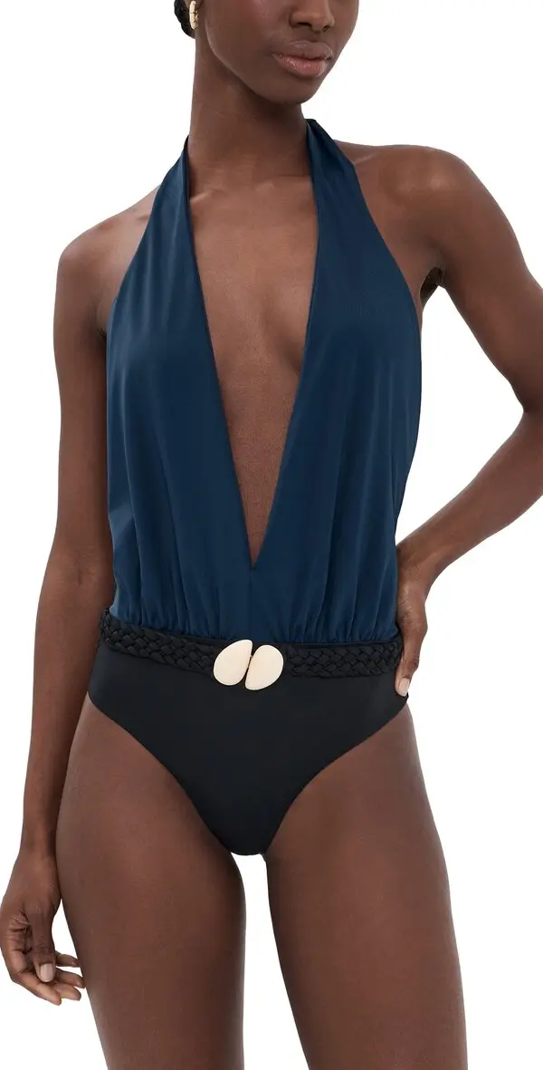 Johanna Ortiz Seashell Hunting One Piece - Navy/black