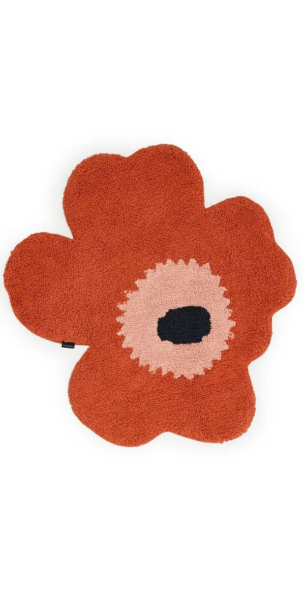 Marimekko Unikko Bath Mat - Orange/red/powder/charcoal