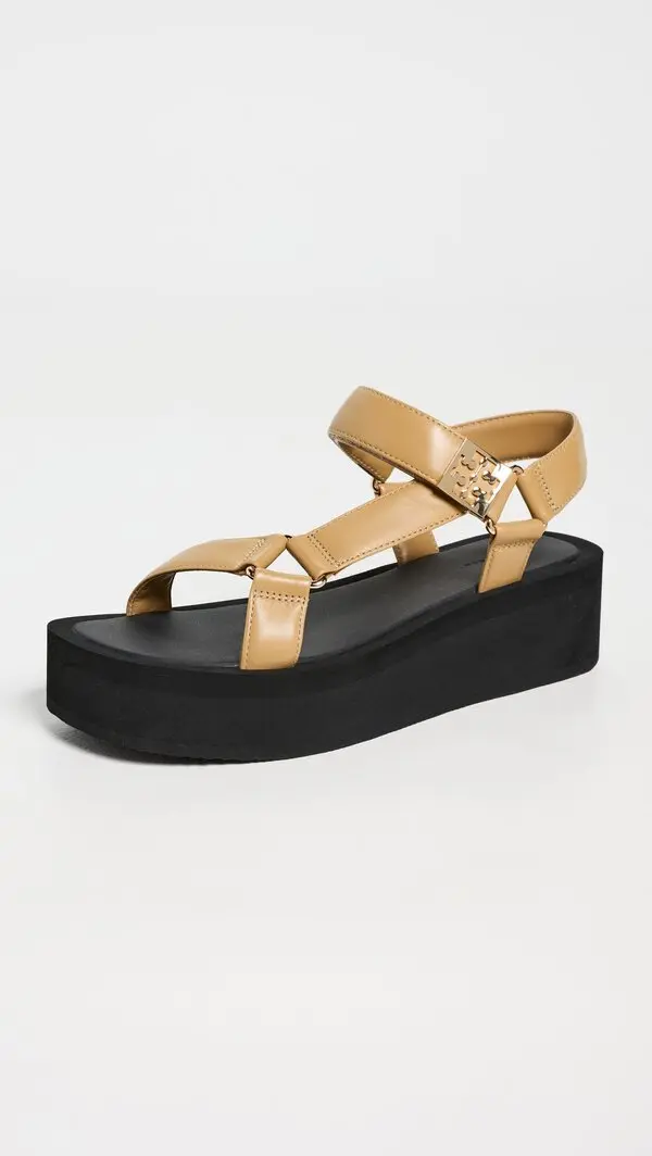 Tory Burch Mellow Platform Sandals - Ginger Shortbread/gold/black