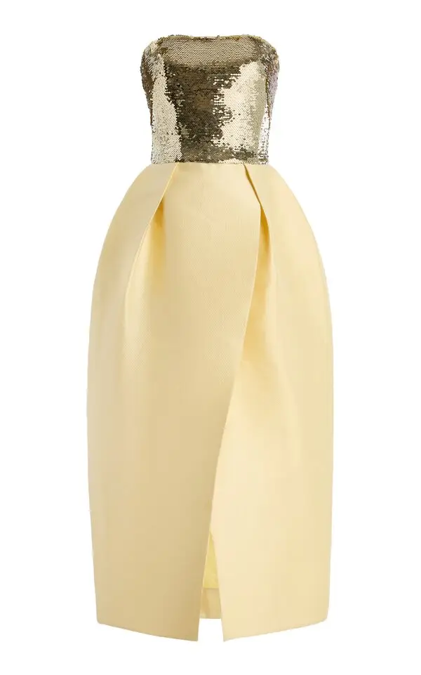 Monique Lhuillier Sequin Bodice Dress - Yellow