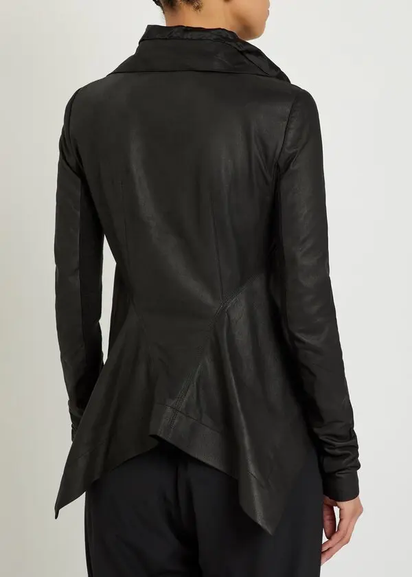 Rick Owens Naska Asymmetric Leather Jacket - Black