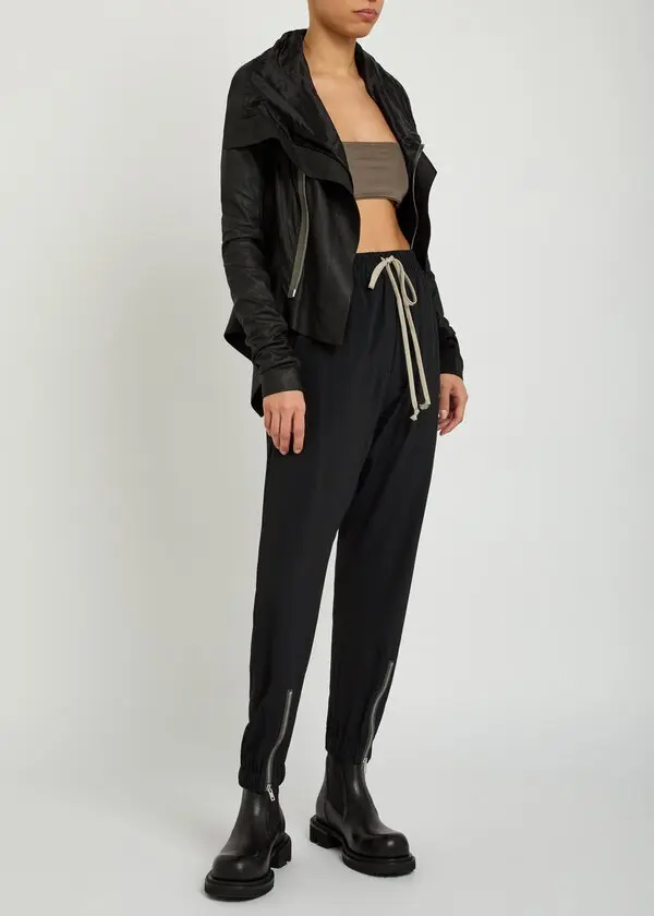 Rick Owens Naska Asymmetric Leather Jacket - Black
