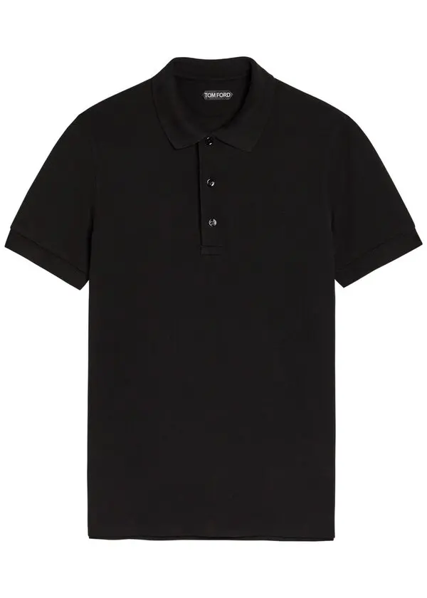 TOM FORD Logo-embroidered Piqué Polo Shirt - Black