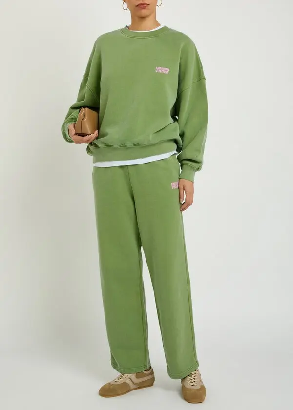 American Vintage Logo-print Cotton Sweatpants - Light Green