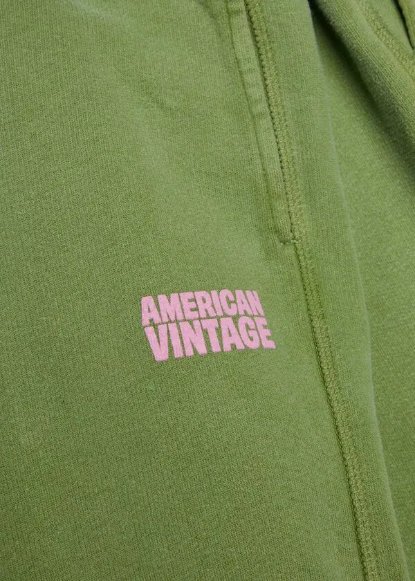 American Vintage Logo-print Cotton Sweatpants - Light Green