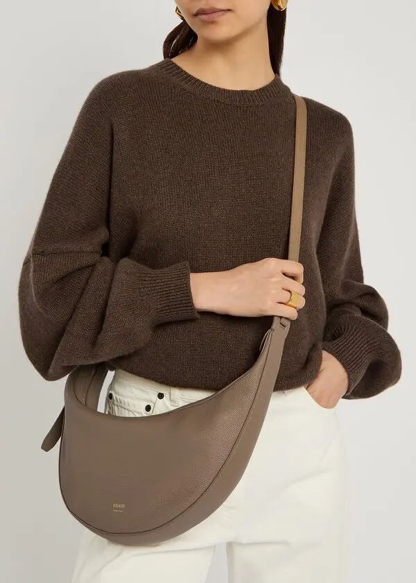 Khaite Augustina Grained Leather Cross-body Bag - Moca